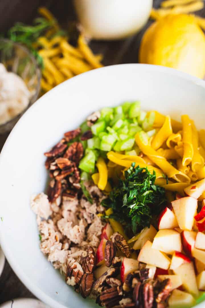 Cold Waldorf Tuna Pasta Salad (apples and pecans) | Our Table 4•2 by ...