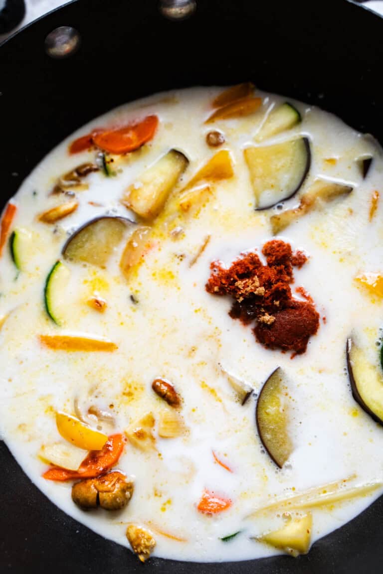 Thai Chicken and Eggplant Panang Curry Recipe | Our Table 4•2 by Pam Werley