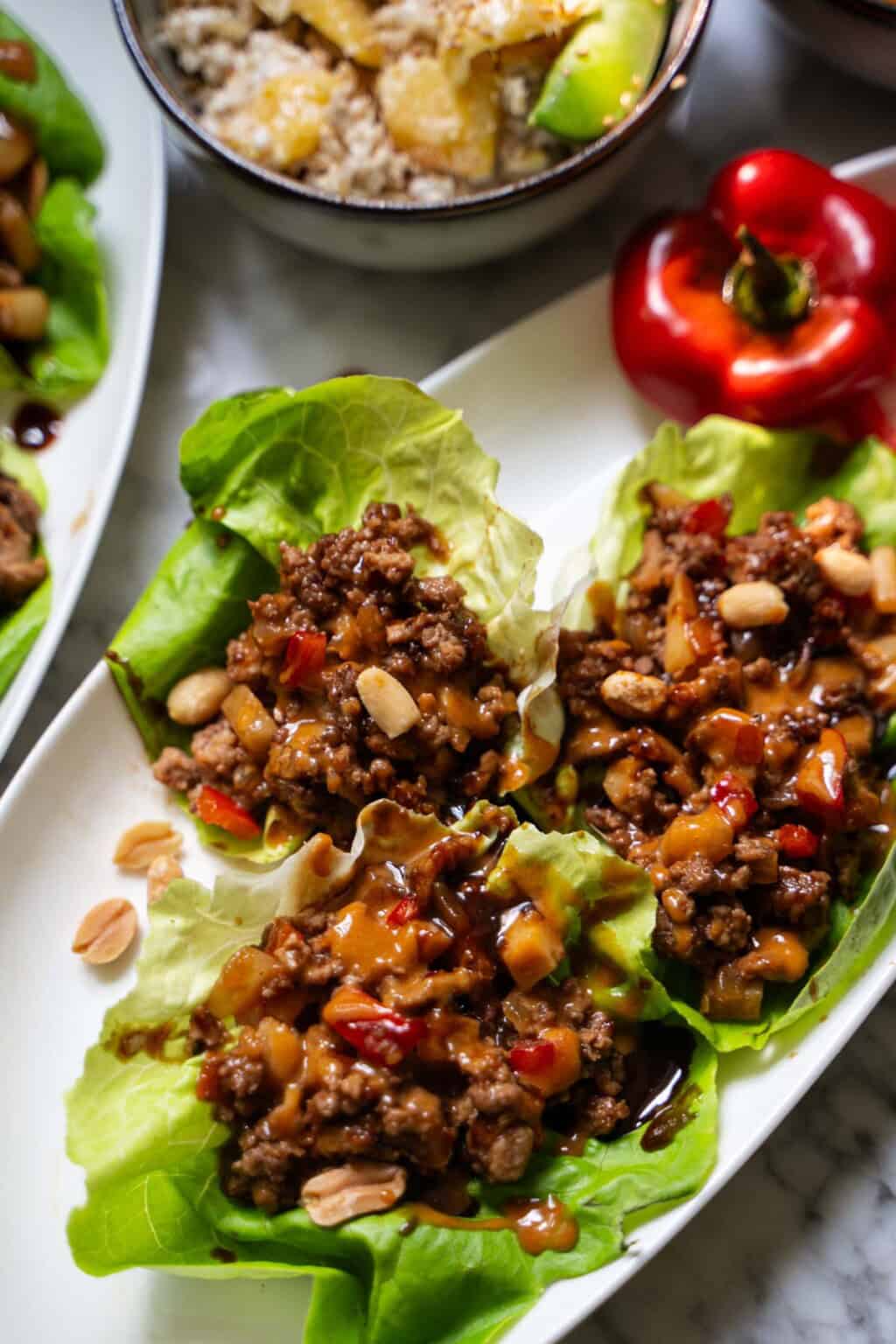 Korean Lettuce Wraps with Peanut Sauce | Our Table 4 2